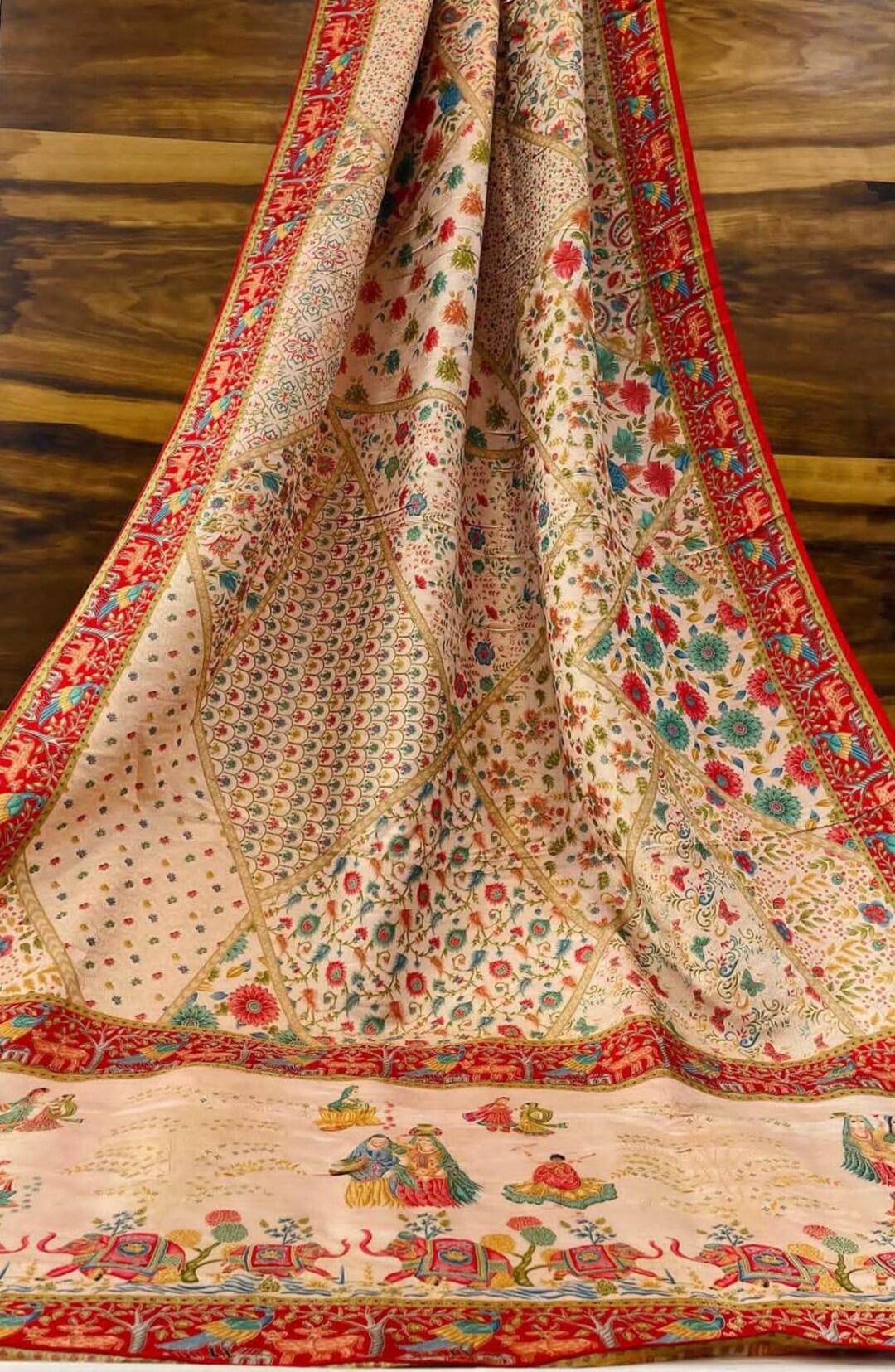 Pure Kani Tussar Silk Saree, Kani Silk Tussar Wedding Lehenga,wedding ...