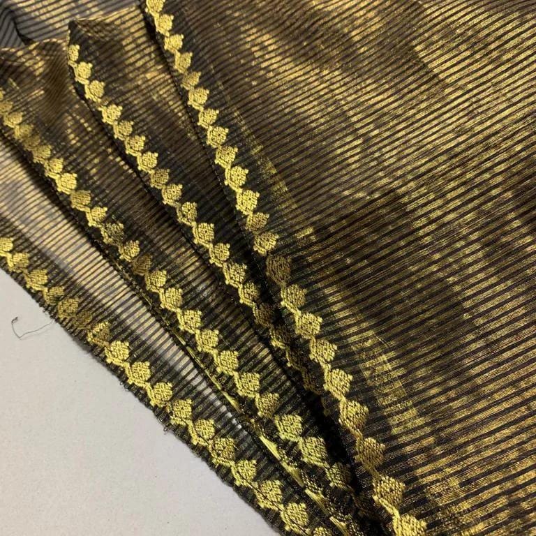 Metallic Gold and Silver Chanderi Handloom Pure Tissue Silk Saree ...