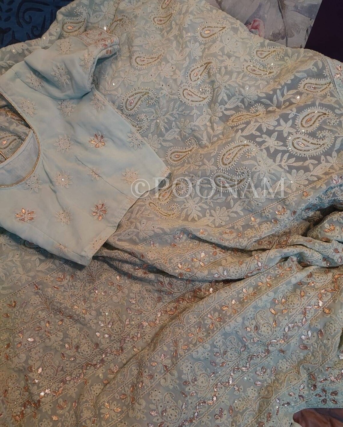 Pastel Wedding Chikankari Saree Pure Georgette Chikankari Saree Bridal ...