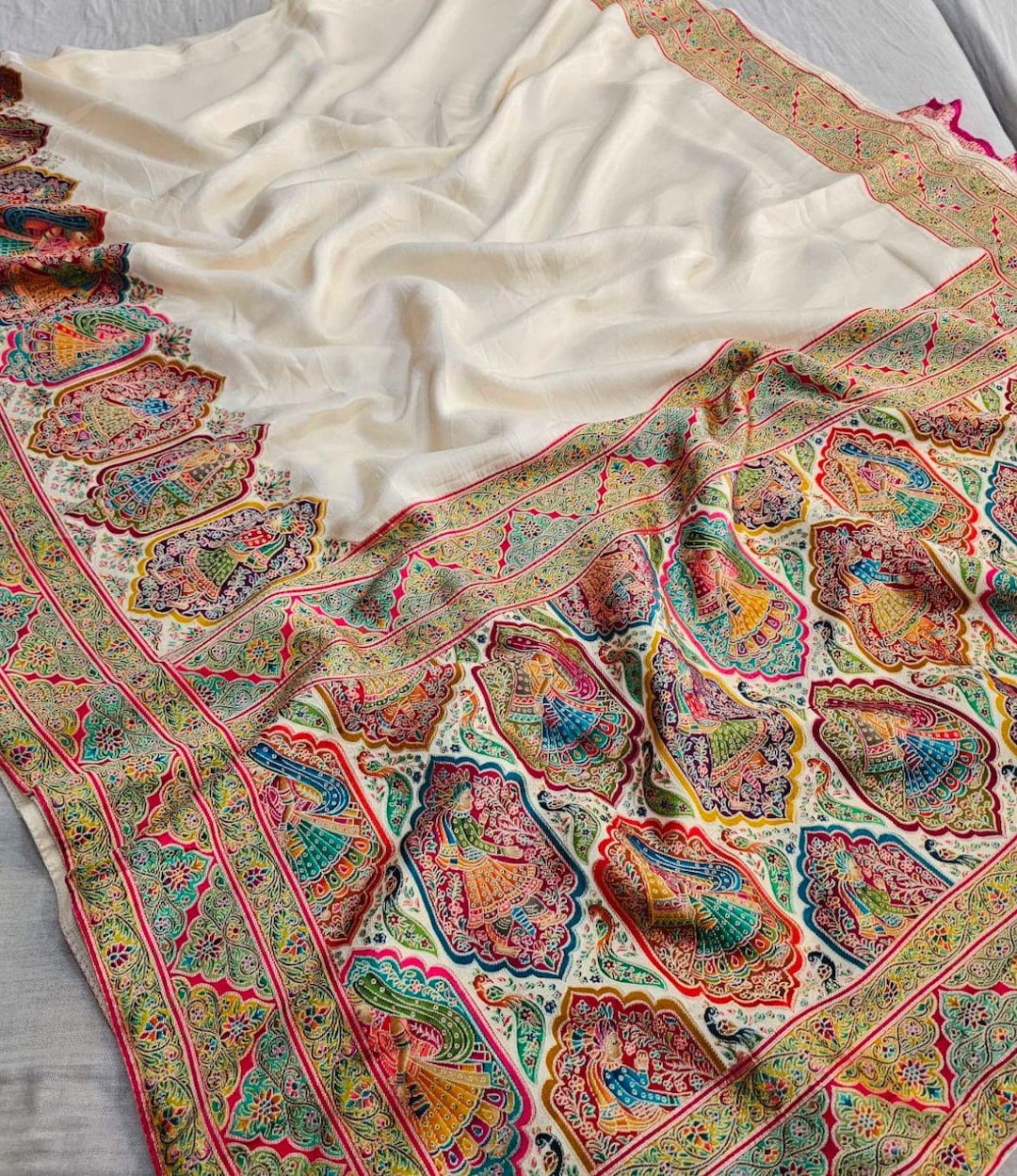 Pure Kani Tussar Silk Saree, Kani Silk Tussar Wedding Lehenga,wedding ...