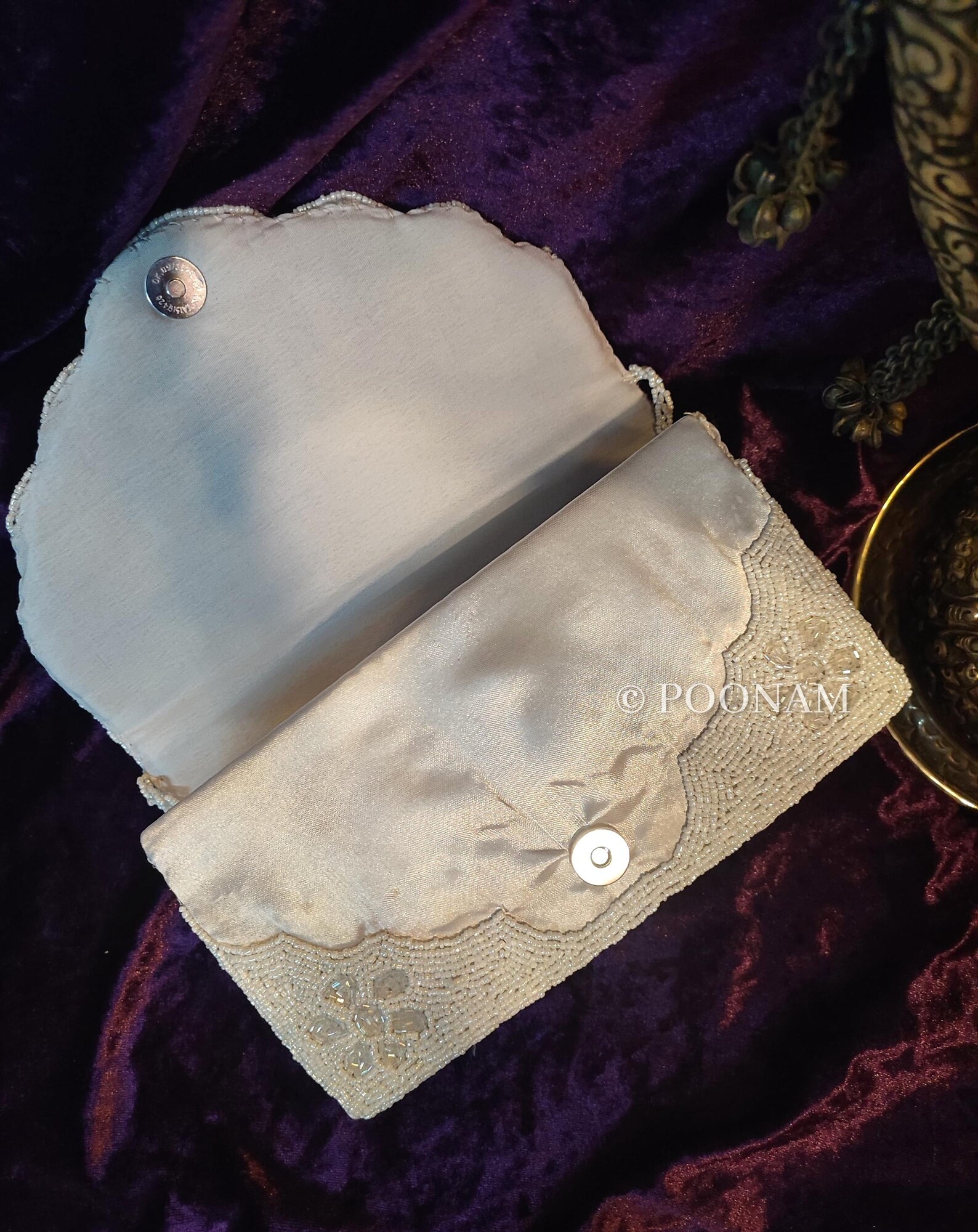 Antique Vintage Luxury Ivory Beaded Bag, Pearl Beaded Handbag, White ...