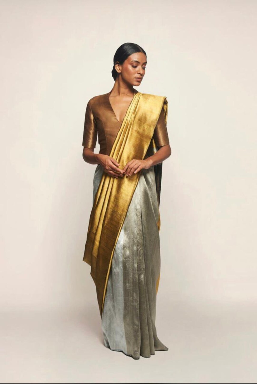 Golden Designer Chanderi Silk Saree ,pure Silk Saree,silk Handloom ...