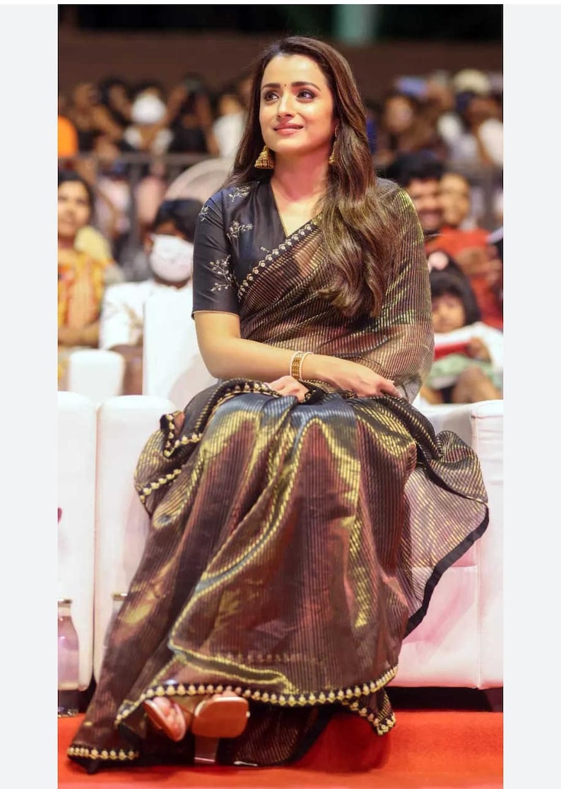 Metallic Gold and Silver Chanderi Handloom Pure Tissue Silk Saree ...