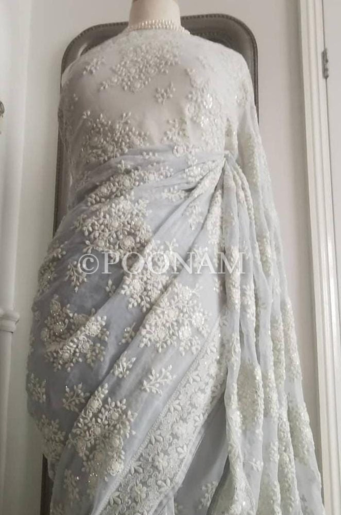 Handmade Pastel Chikankari Saree | Pure Georgette Chikankari Saree ...