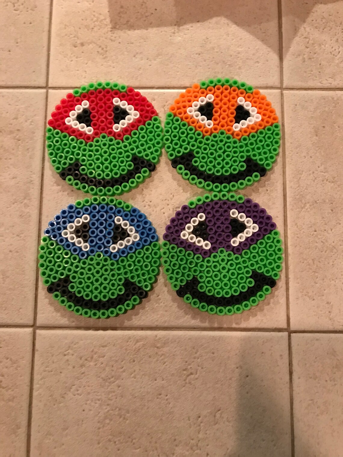 Teenage Mutant Ninja Turtle Perler Bead Coasters - Etsy