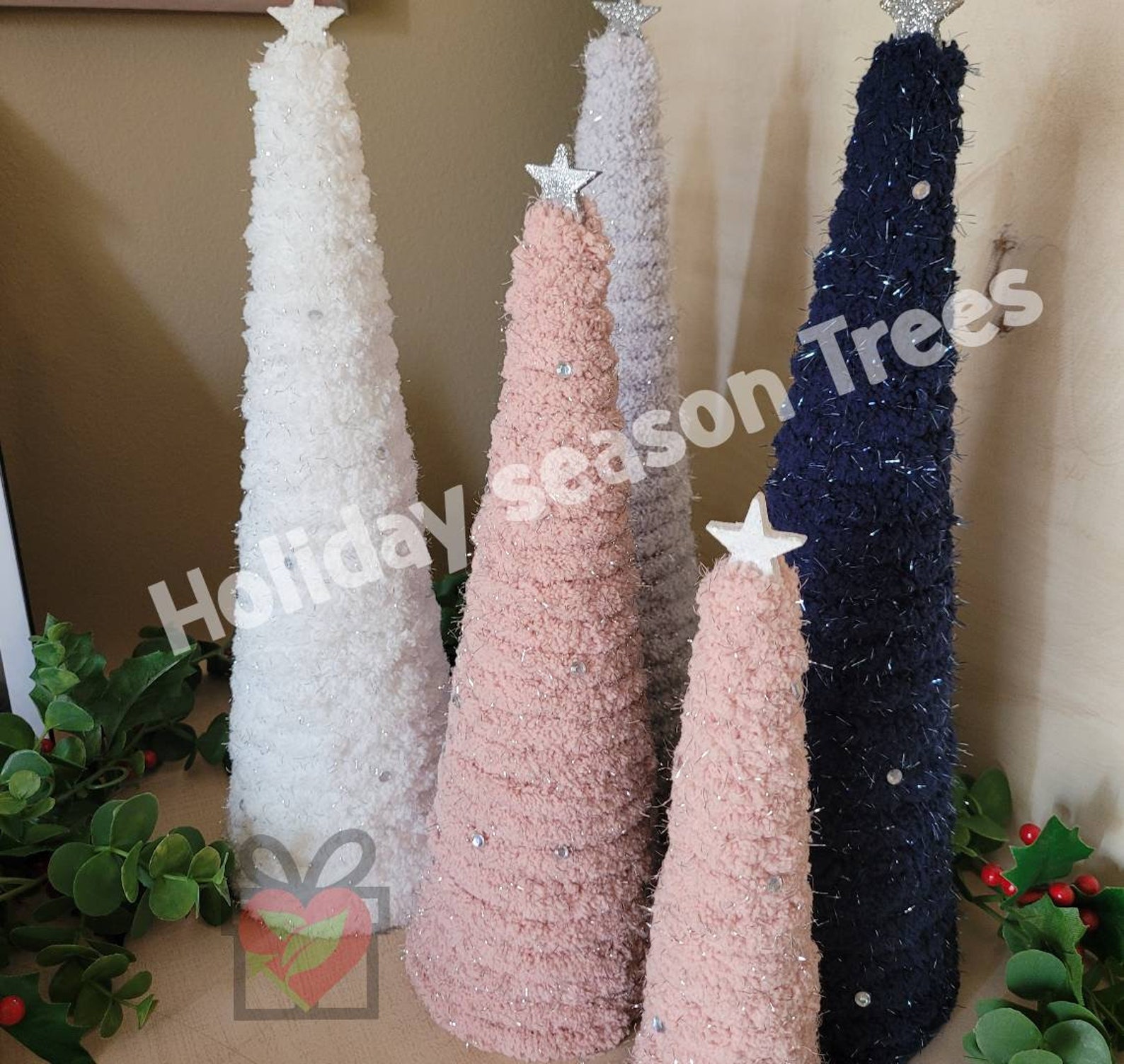Christmas Yarn Trees | Chenille Yarn Cone Trees | Holiday Decoration - Etsy