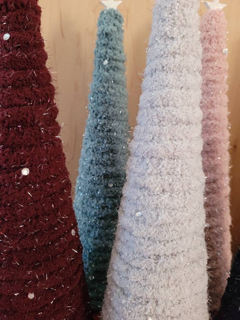 Christmas Yarn Trees | Chenille Yarn Cone Trees | Holiday Decoration - Etsy