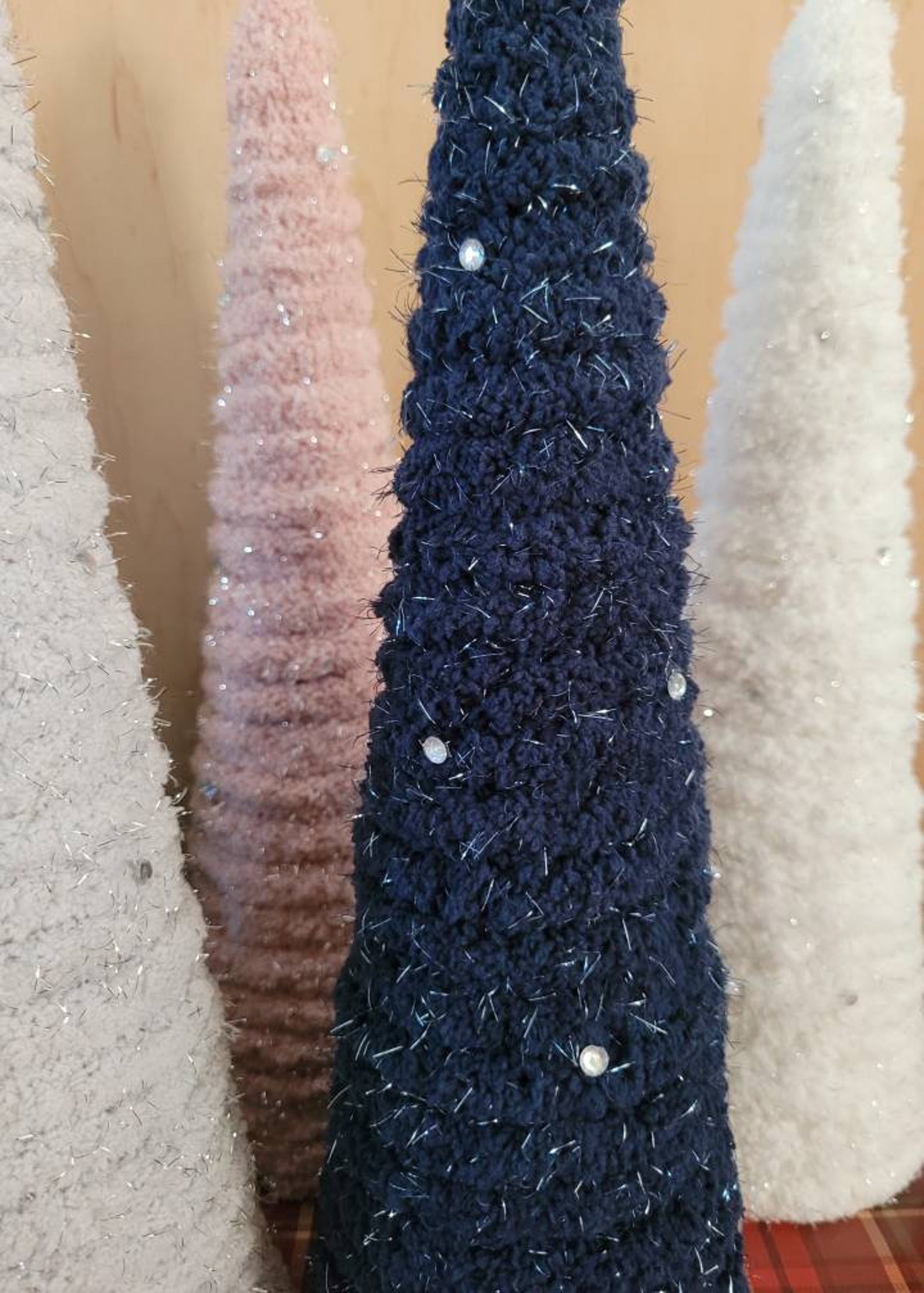 Christmas Yarn Trees | Chenille Yarn Cone Trees | Holiday Decoration - Etsy