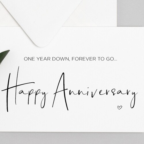 One Year Down Forever to Go Happy Anniversary Card First - Etsy