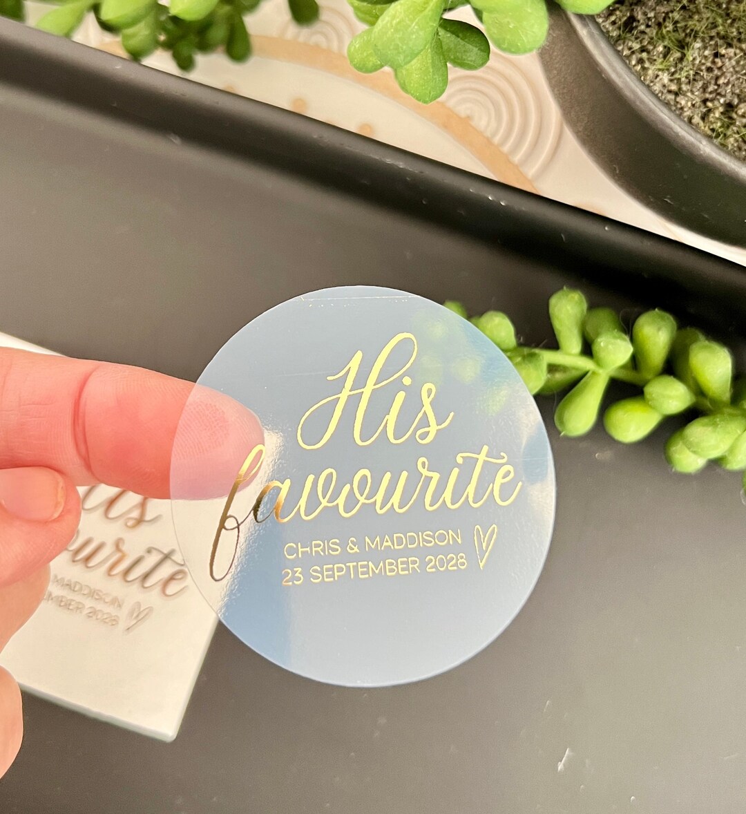 Personalised Gold Foil Her His Favourite Stickers, Custom Wedding ...