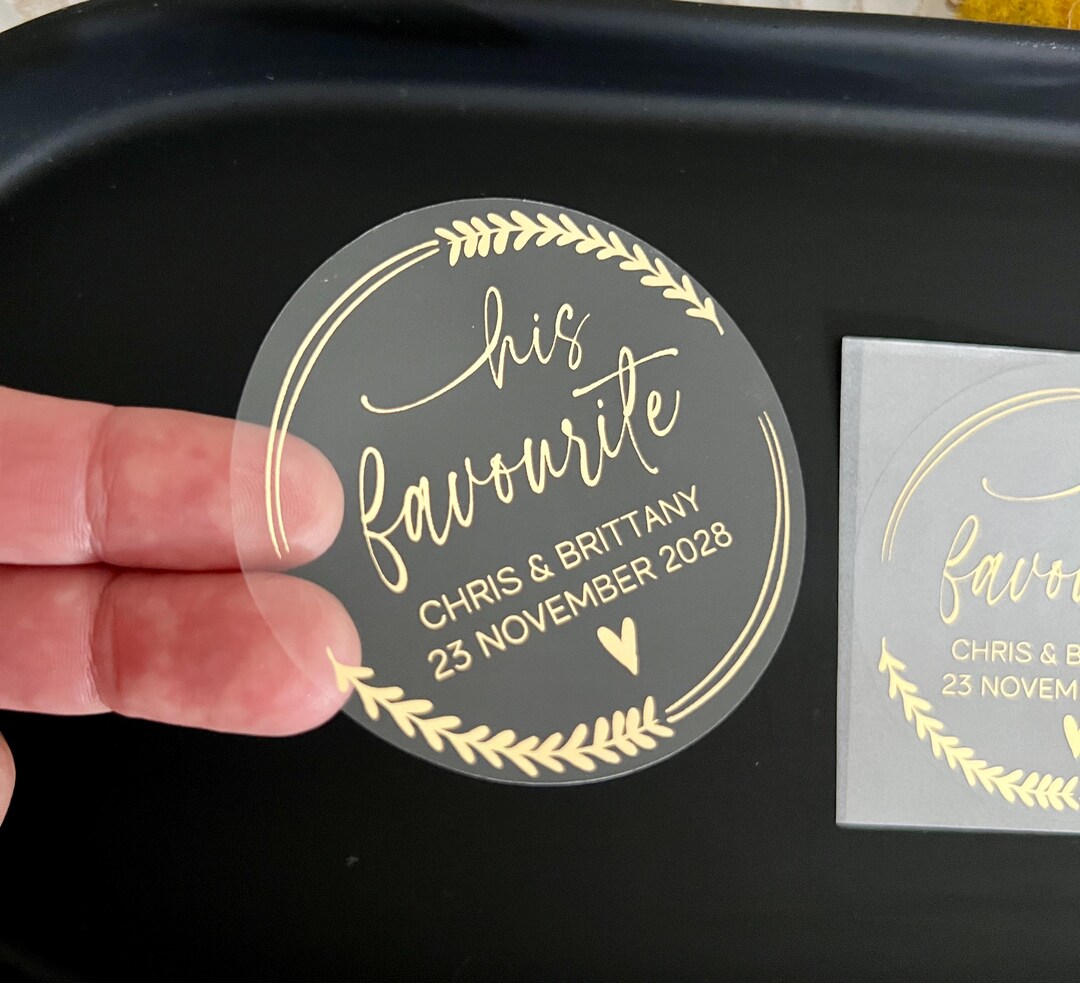 Personalised Gold Foil Her His Favourite Stickers, Custom Wedding ...