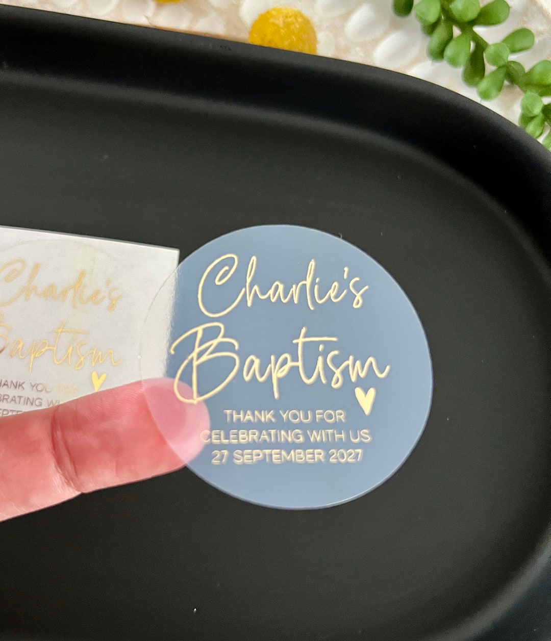 Personalised Gold Foil Baptism Stickers, Custom Christening Favours ...