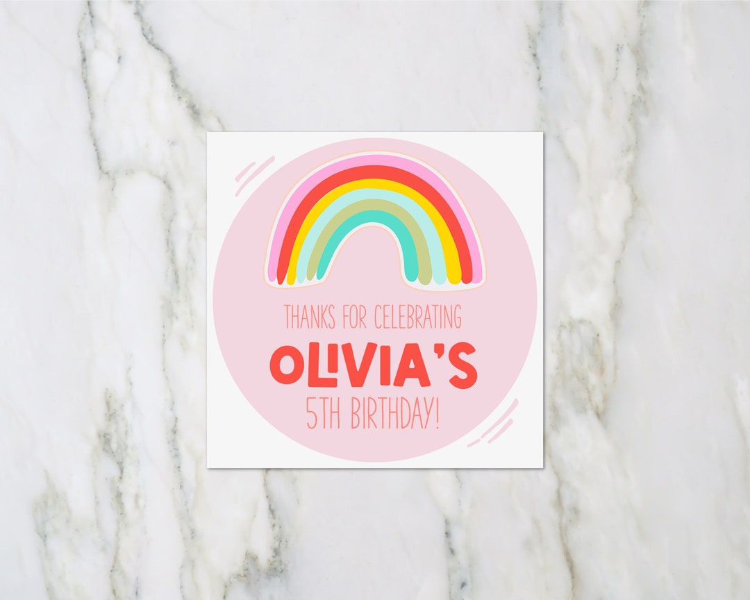 Personalized Rainbow Birthday Party Favor Stickers - Etsy