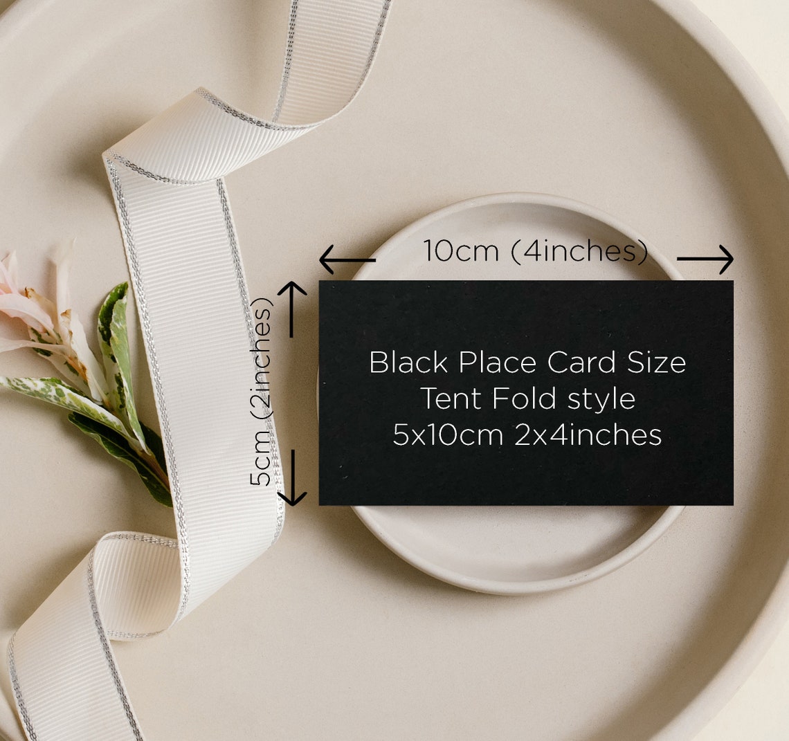 Printed Black and White Folded Place Cards for Wedding, for Reception ...