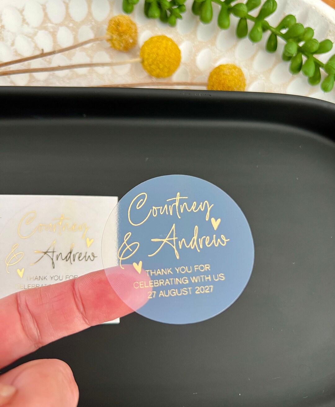 Personalised Gold Foil Wedding Favour Stickers With Bride and Groom ...