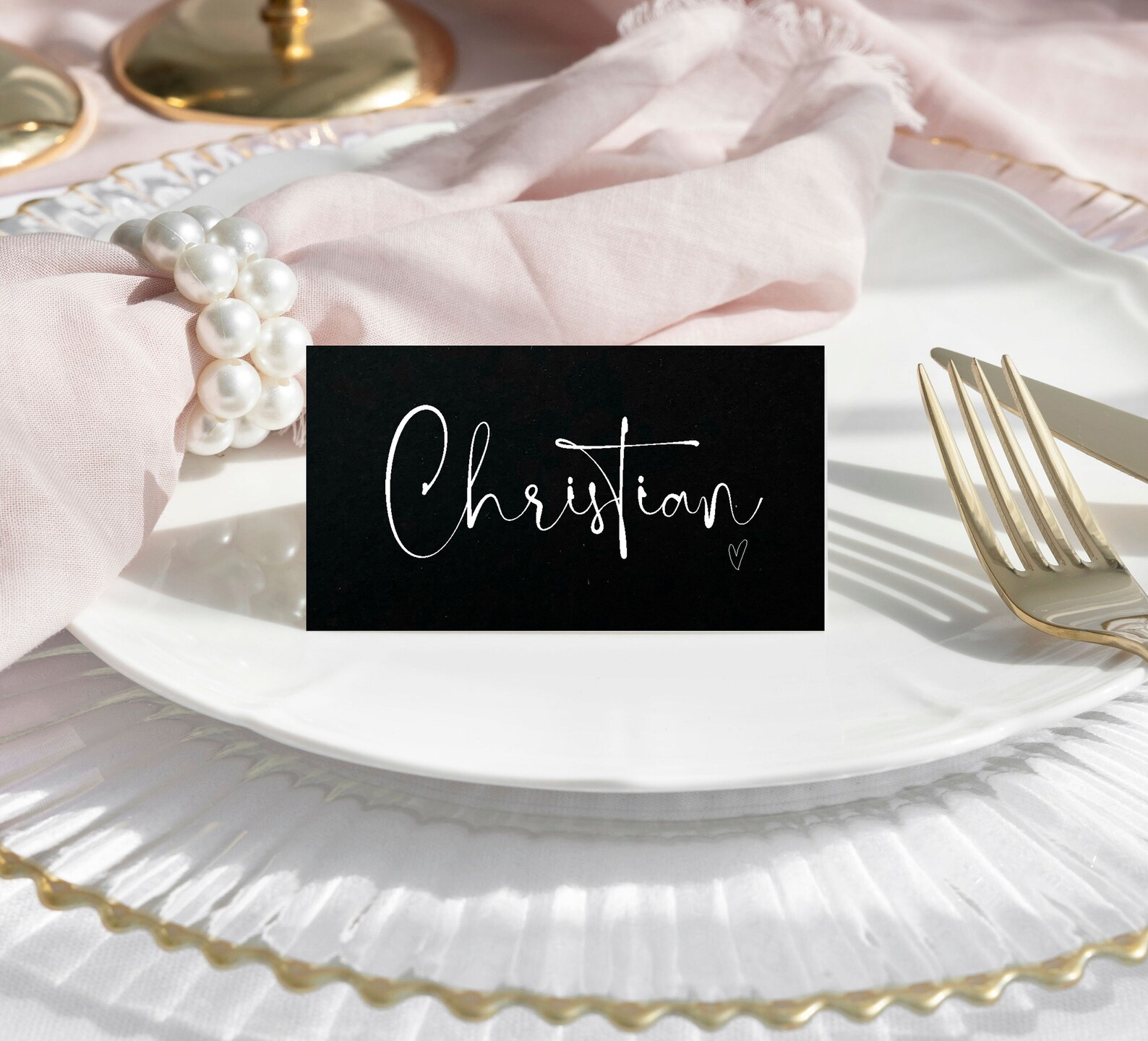 Printed Black and White Folded Place Cards for Wedding, for Reception ...