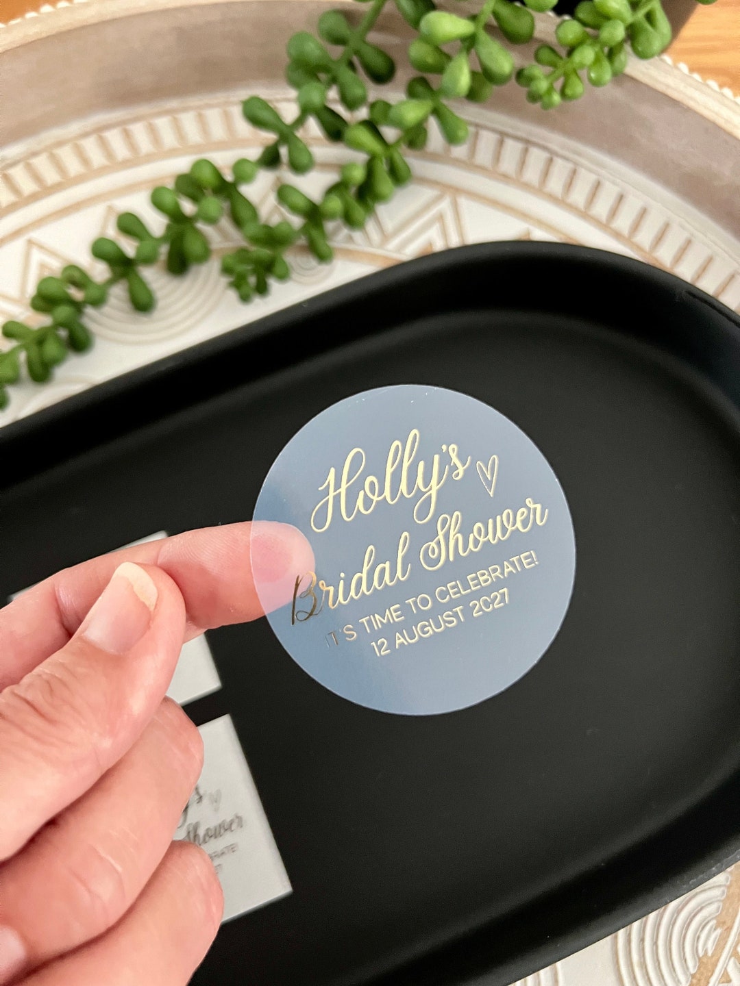 Personalised Gold Foil Bridal Shower Stickers, Custom Party Favours ...