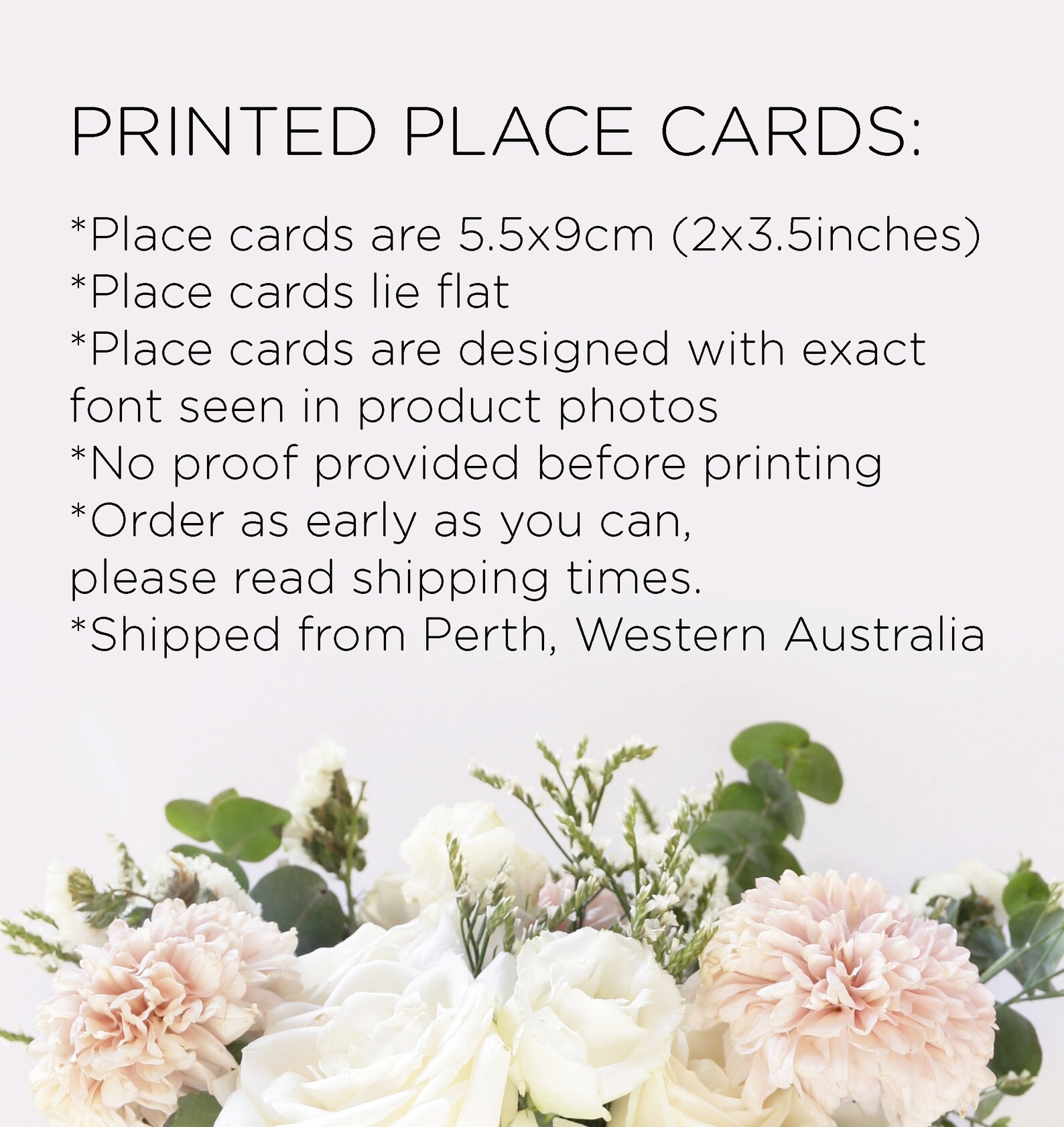 Printed Place Cards for Wedding, Flat Place Cards Reception Guests ...