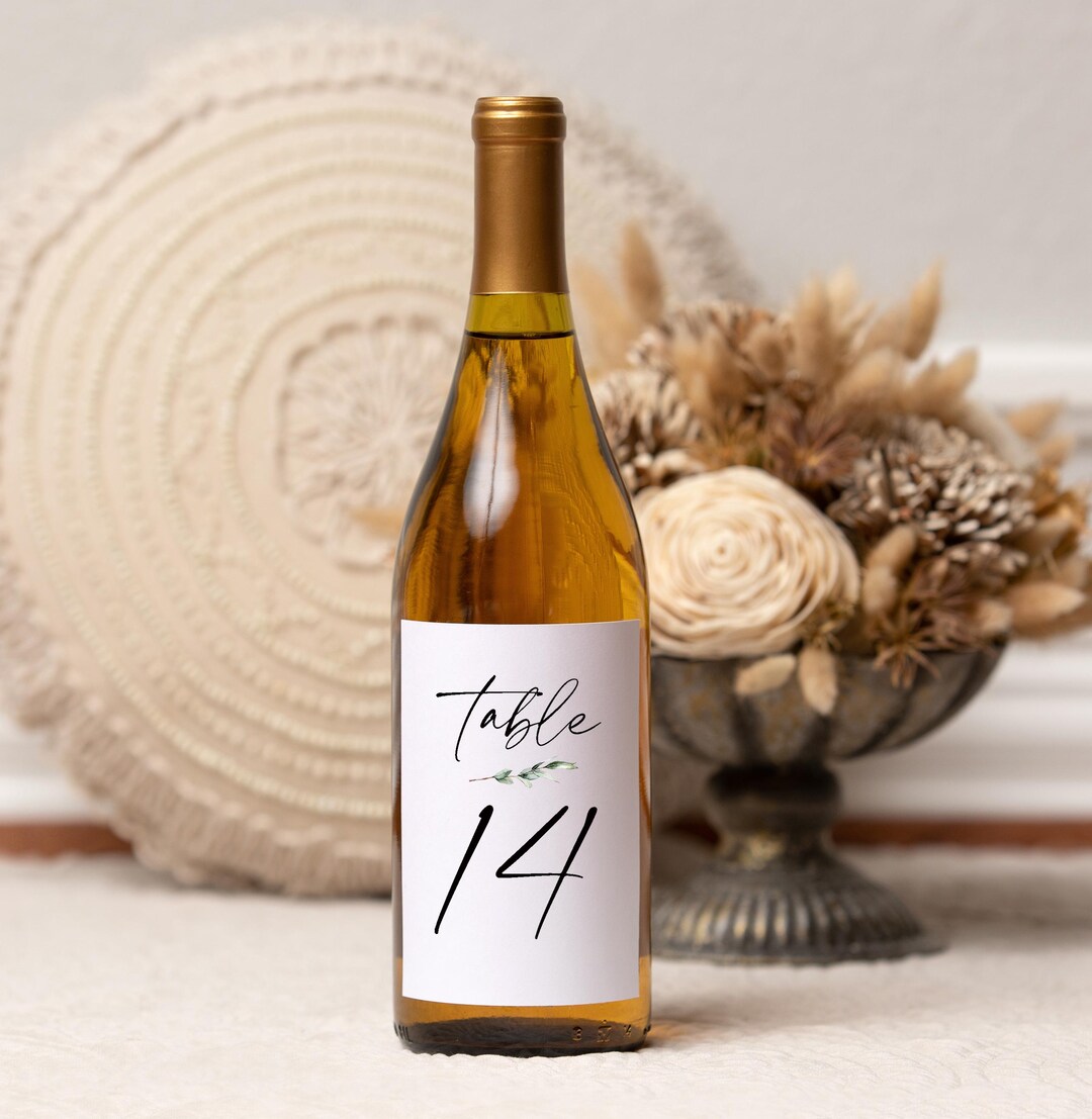 Printed Wine Label Table Numbers: Elegant Wedding Reception Decor - Etsy