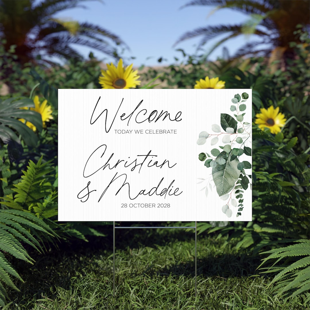 Elegant Wedding Welcome Lawn Sign, Personalized Engagement Celebration ...