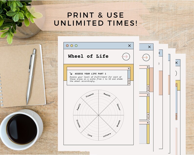 Wheel of Life - Level 10 Life Goal Planner - Fillable Printable Life ...
