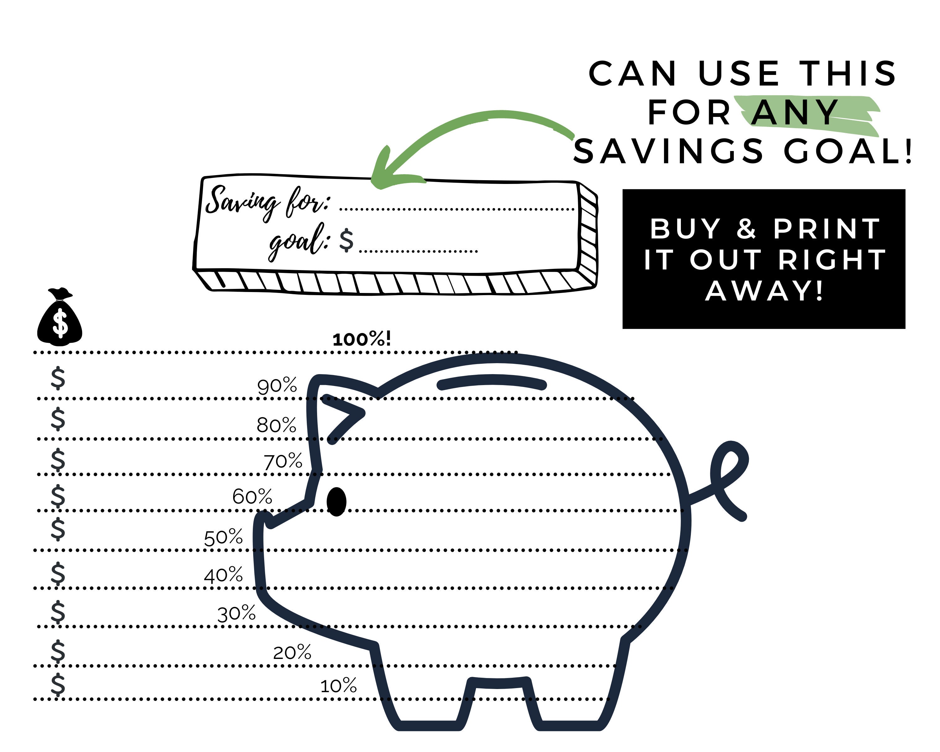 Savings Goal Tracker Printable Savings Tracker Personalize for Any ...