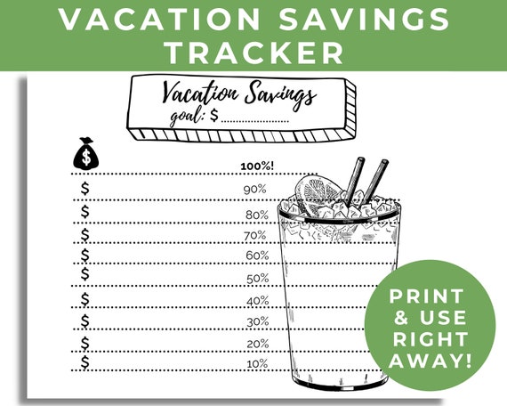 Vacation Savings Goal Tracker Printable Vacation Budget - Etsy