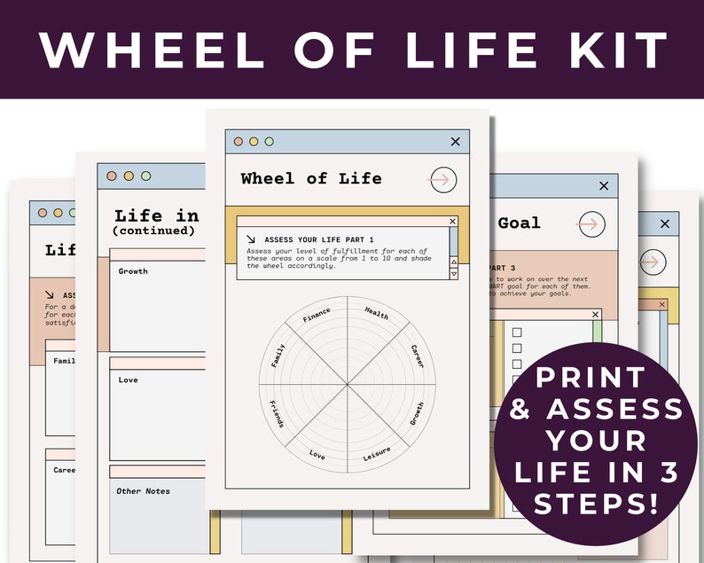 Wheel of Life - Level 10 Life Goal Planner - Fillable Printable Life ...