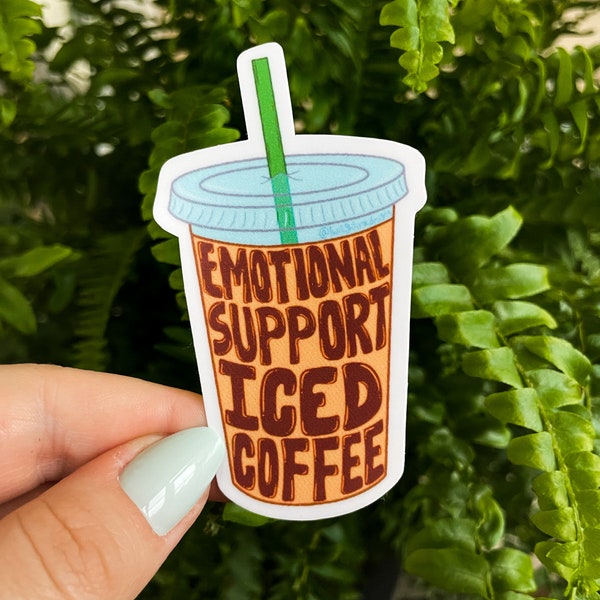 Emotional Support Iced Coffee Sticker - Etsy