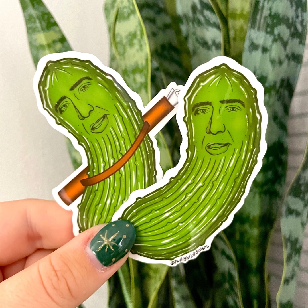 Funny Pickolas Cage Pickle Nick Cage Sticker Waterproof Vinyl ...