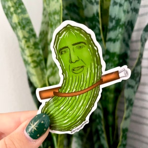 Funny Pickolas Cage Pickle Nick Cage Sticker Waterproof Vinyl ...