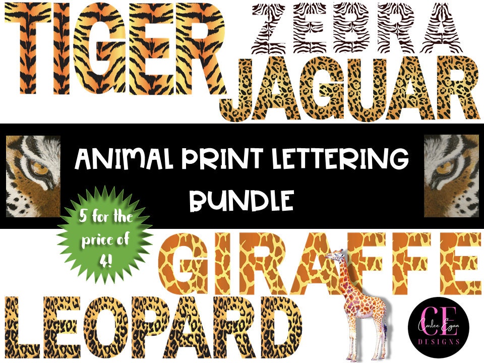 Animal Print Letters and Numbers, Animal Print Alphabet, Jungle ...