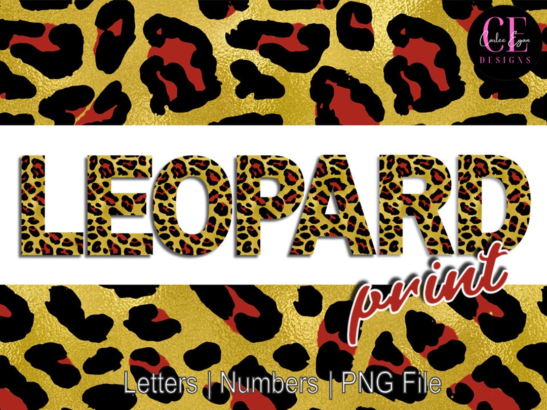 Gold and Red Leopard Print Letters and Numbers, Gold and Red Leopard ...