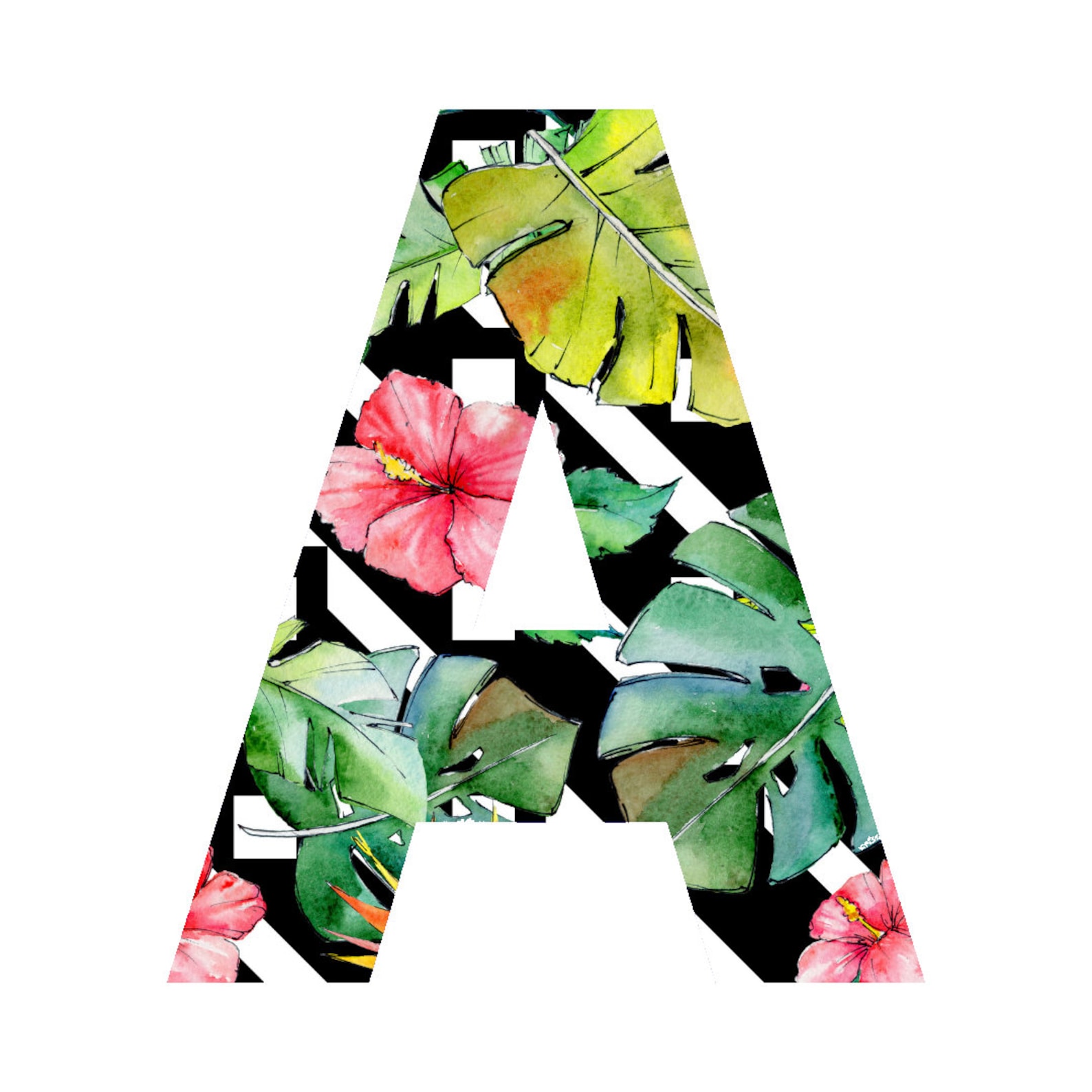 Tropical Letters and Numbers, Tropical Alphabet, Tropical Digital ...