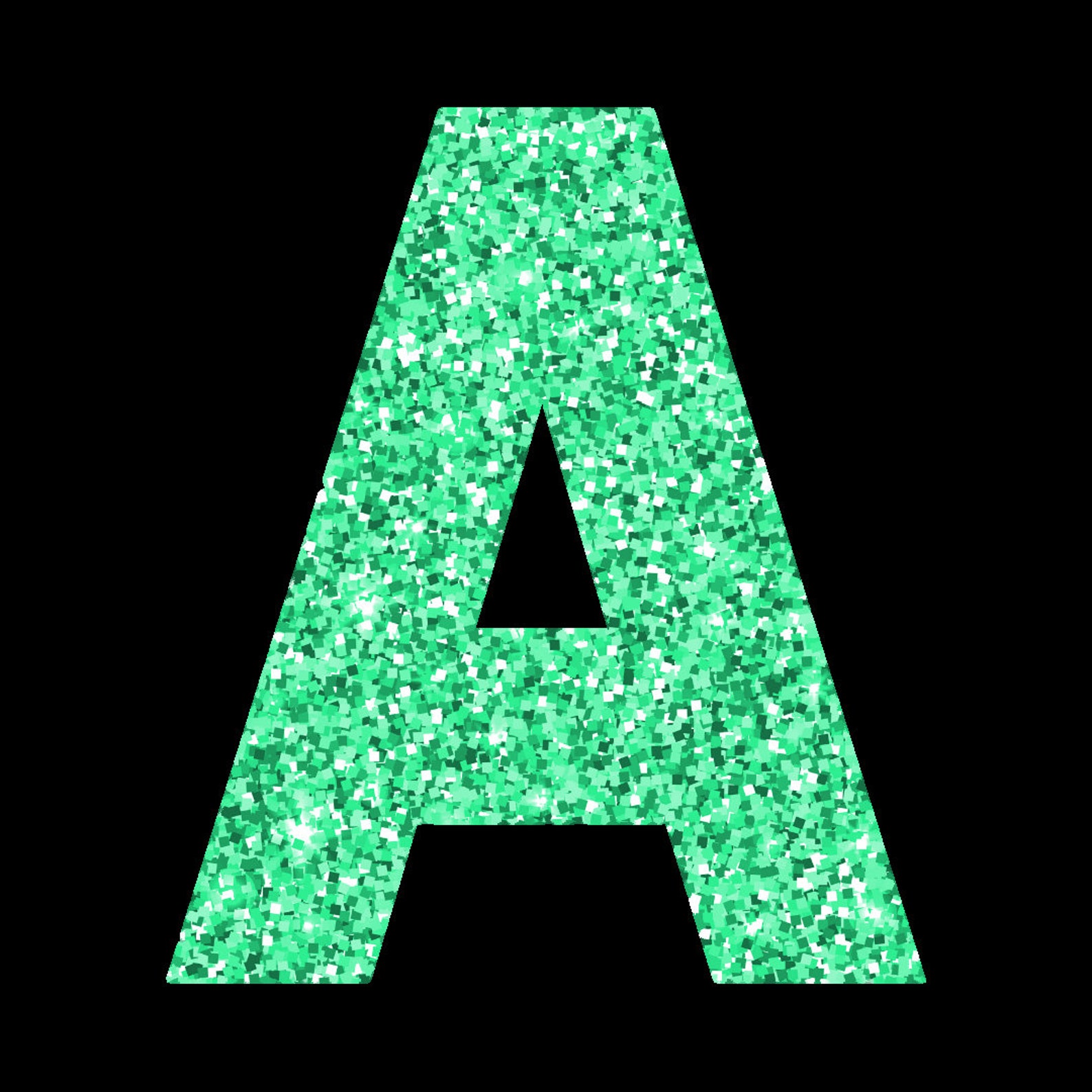 Green Glitter Letters and Numbers, Green Glitter Alphabet, Green ...
