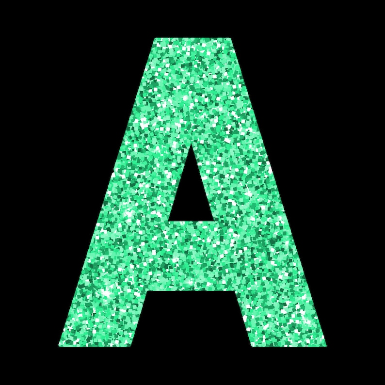 Green Glitter Letters and Numbers, Green Glitter Alphabet, Green ...