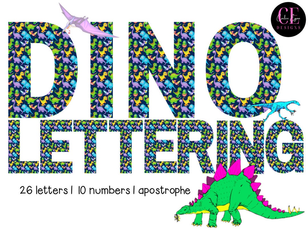 Dinosaur Letters and Numbers, Dinosaur Alphabet, Dinosaur Digital ...