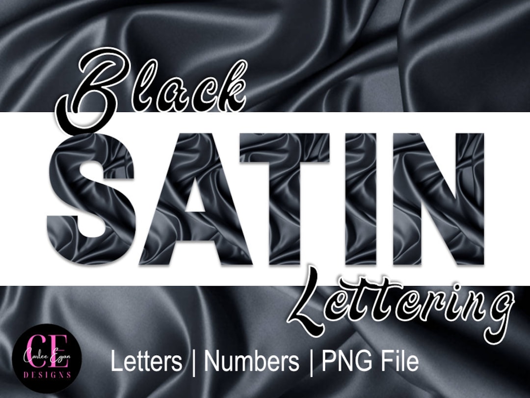 Black Satin Letters and Numbers, Black Satin Alphabet, Black Satin ...