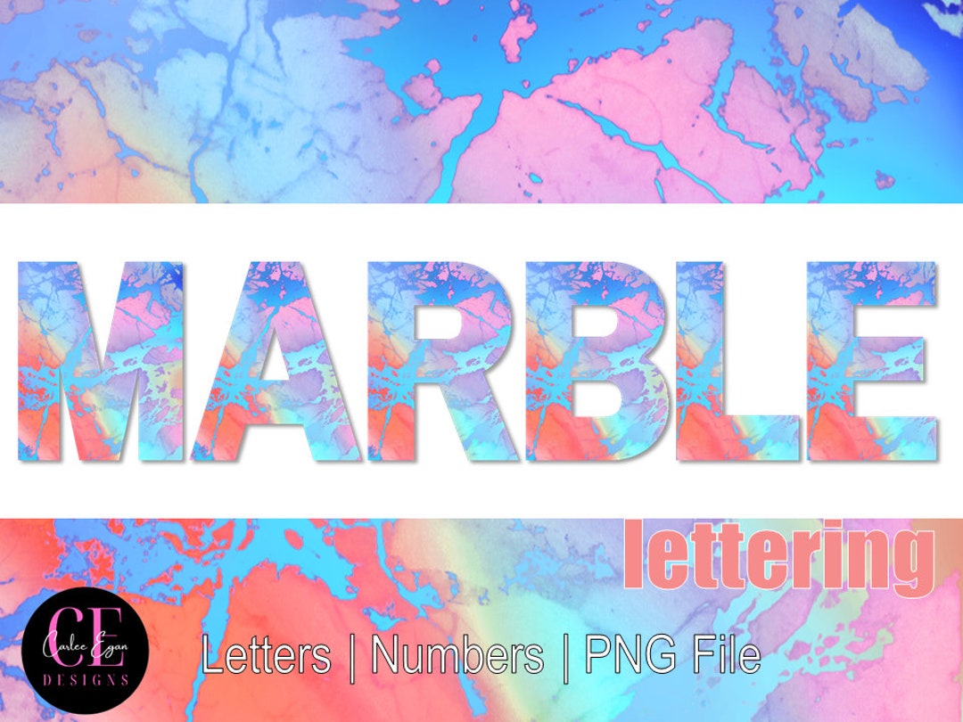 Marble Effect Letters and Numbers, Marble Effect Alphabet, Marble ...