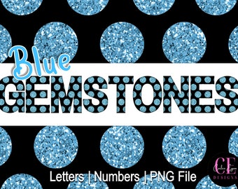Blue Glitter Letters and Numbers, Blue Glitter Alphabet, Blue Glitter ...