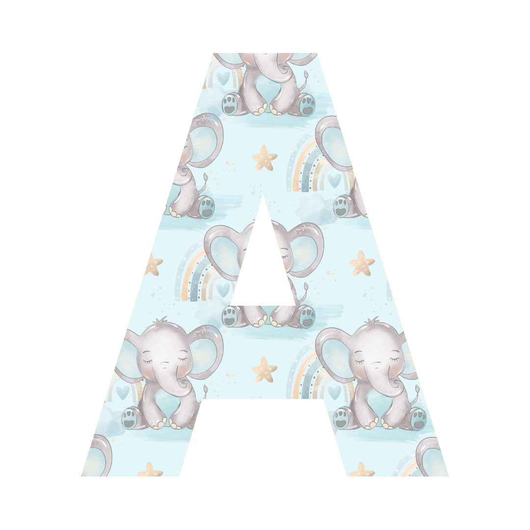 Baby Elephants Baby Shower Letters and Numbers, Baby Elephants Alphabet ...