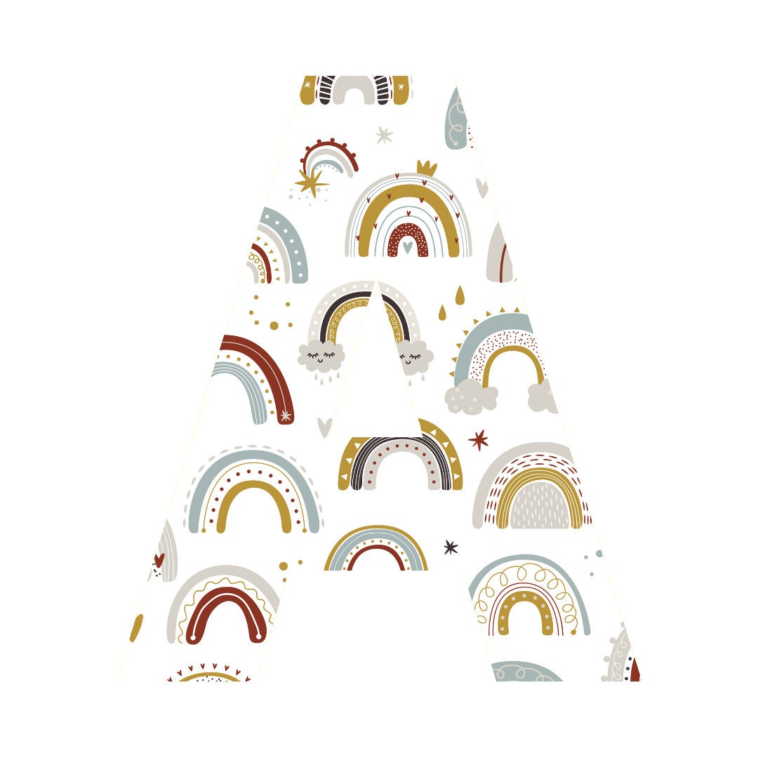 Boho Rainbows Letters and Numbers, Boho Rainbows Alphabet, Boho ...