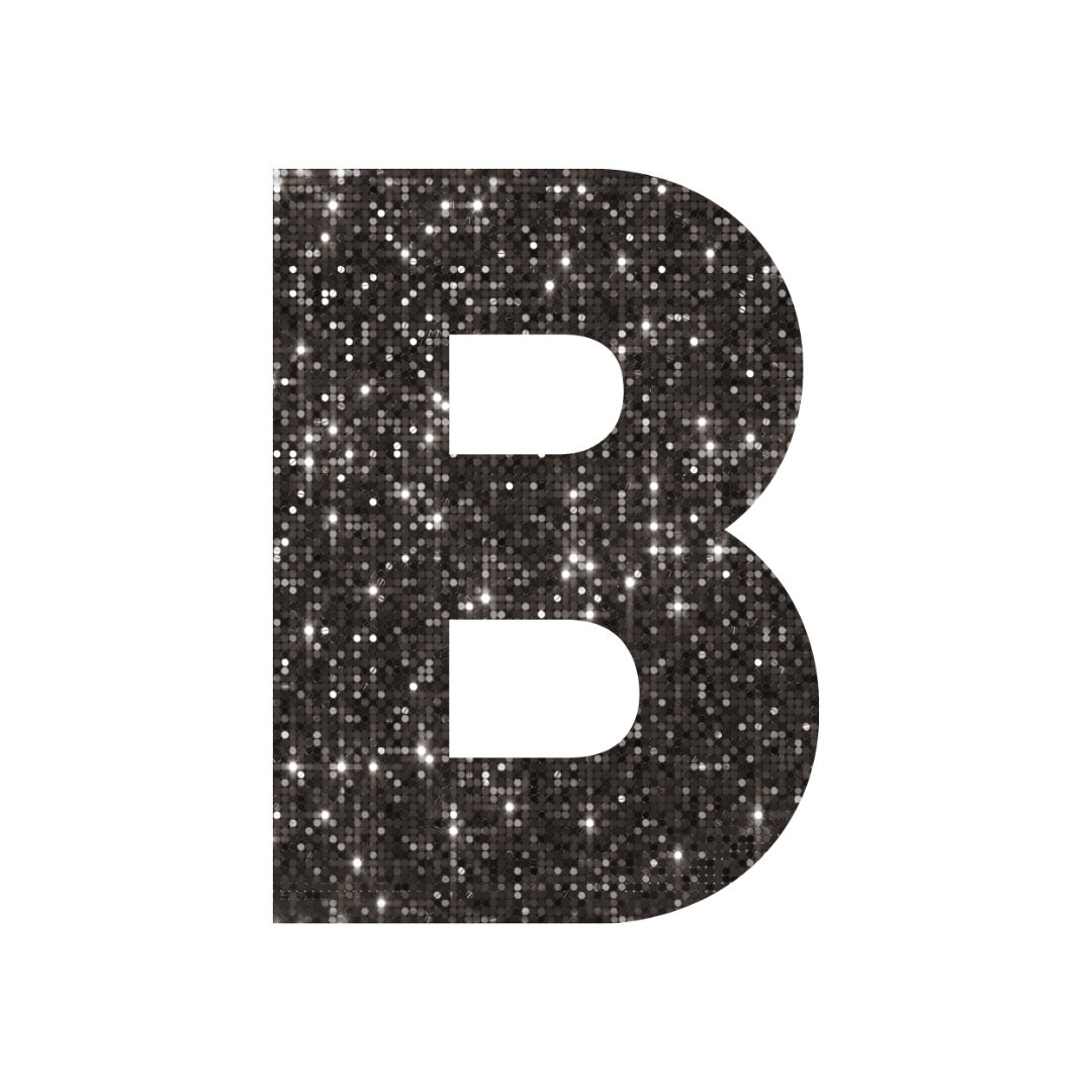 Black Sequins Letters & Numbers, Black Glitter Alphabet, Black Letters ...