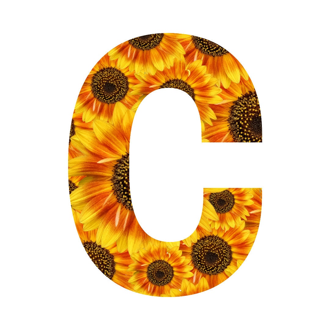 Sunflowers Letters and Numbers, Sunflowers Alphabet, Sunflowers Digital ...