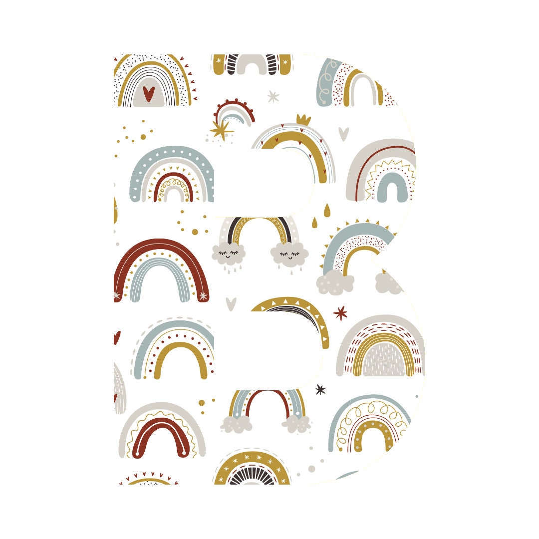 Boho Rainbows Letters and Numbers, Boho Rainbows Alphabet, Boho ...