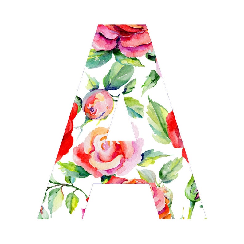 Red Roses Letters and Numbers, Red Roses Alphabet, Red Roses Digital ...
