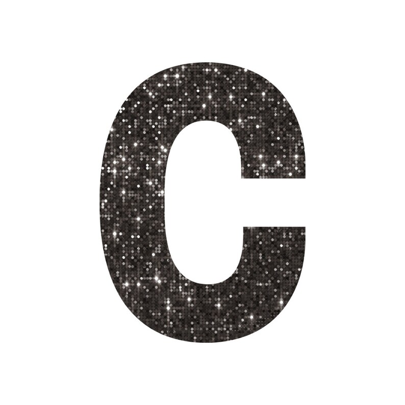 Black Sequins Letters & Numbers, Black Glitter Alphabet, Black Letters ...