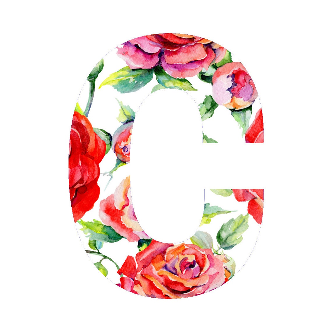 Red Roses Letters and Numbers, Red Roses Alphabet, Red Roses Digital ...