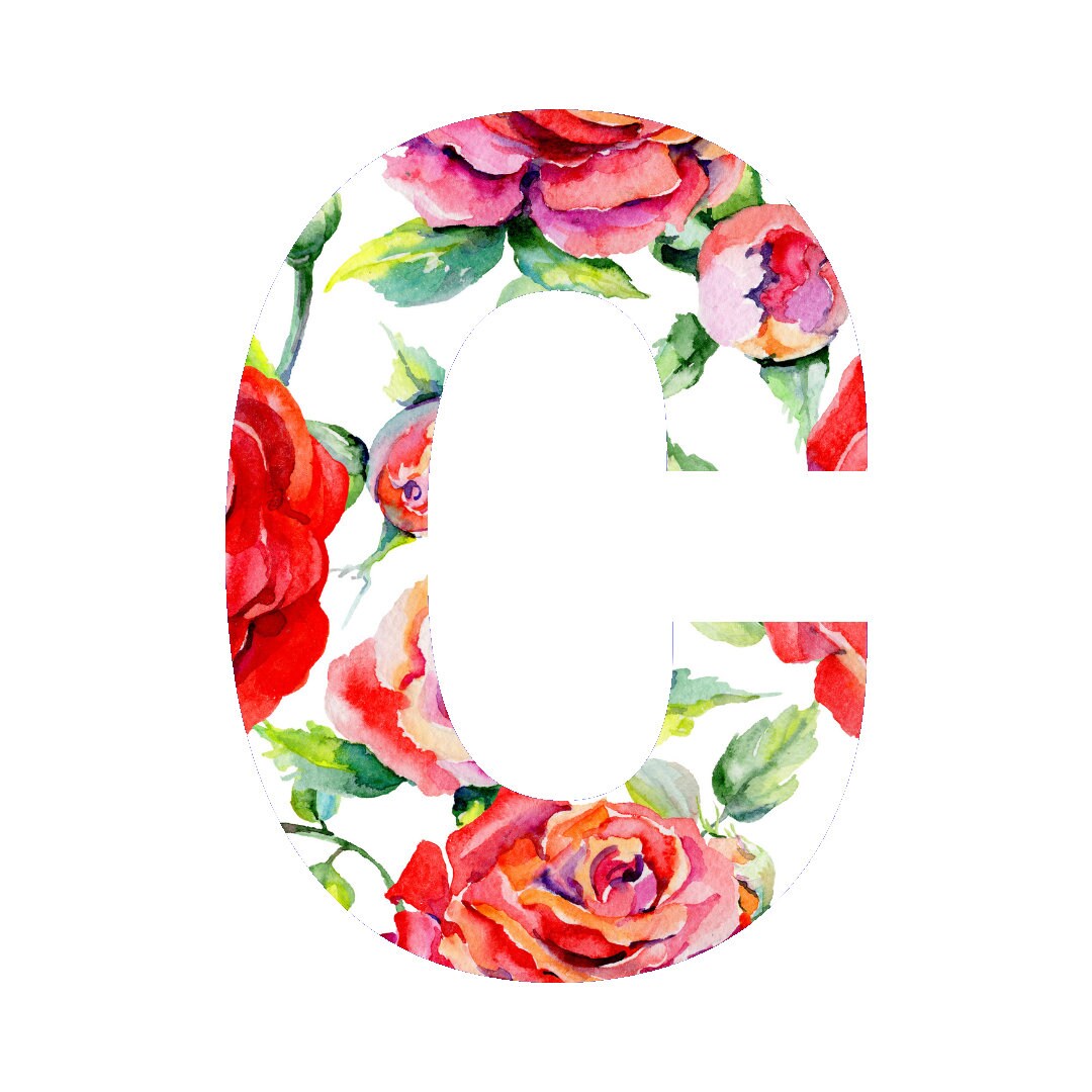 Red Roses Letters and Numbers, Red Roses Alphabet, Red Roses Digital ...