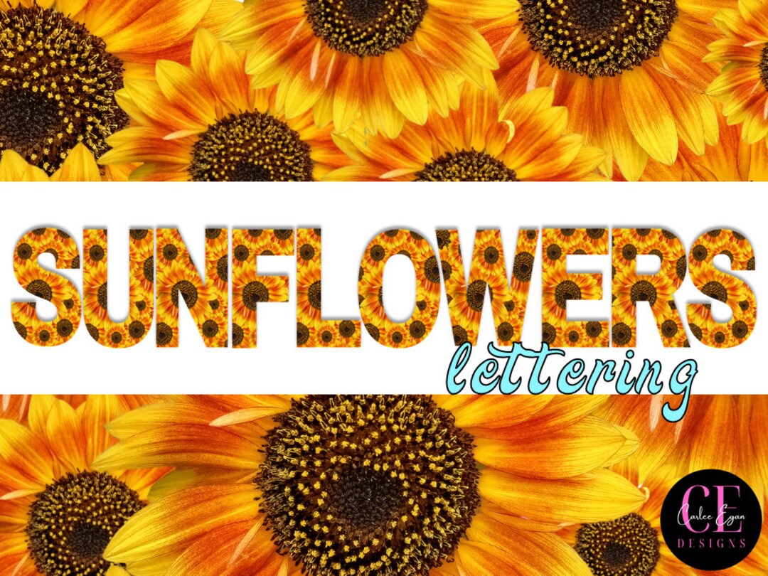 Sunflowers Letters and Numbers, Sunflowers Alphabet, Sunflowers Digital ...